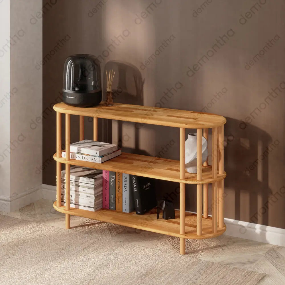 Wooden Minimalist Short Bookcase Sleek Design - Tomruque Wood Studios