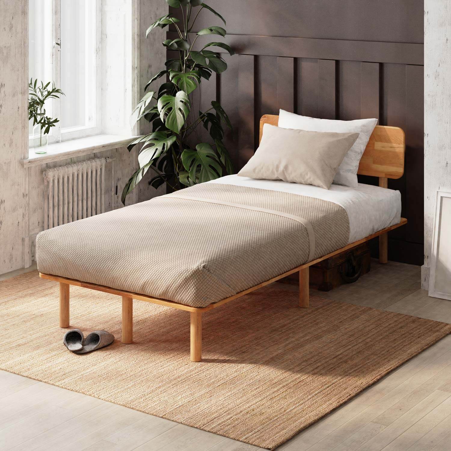 Wood Single Bed Frame: Scandinavian Style and Minimalist Design ...