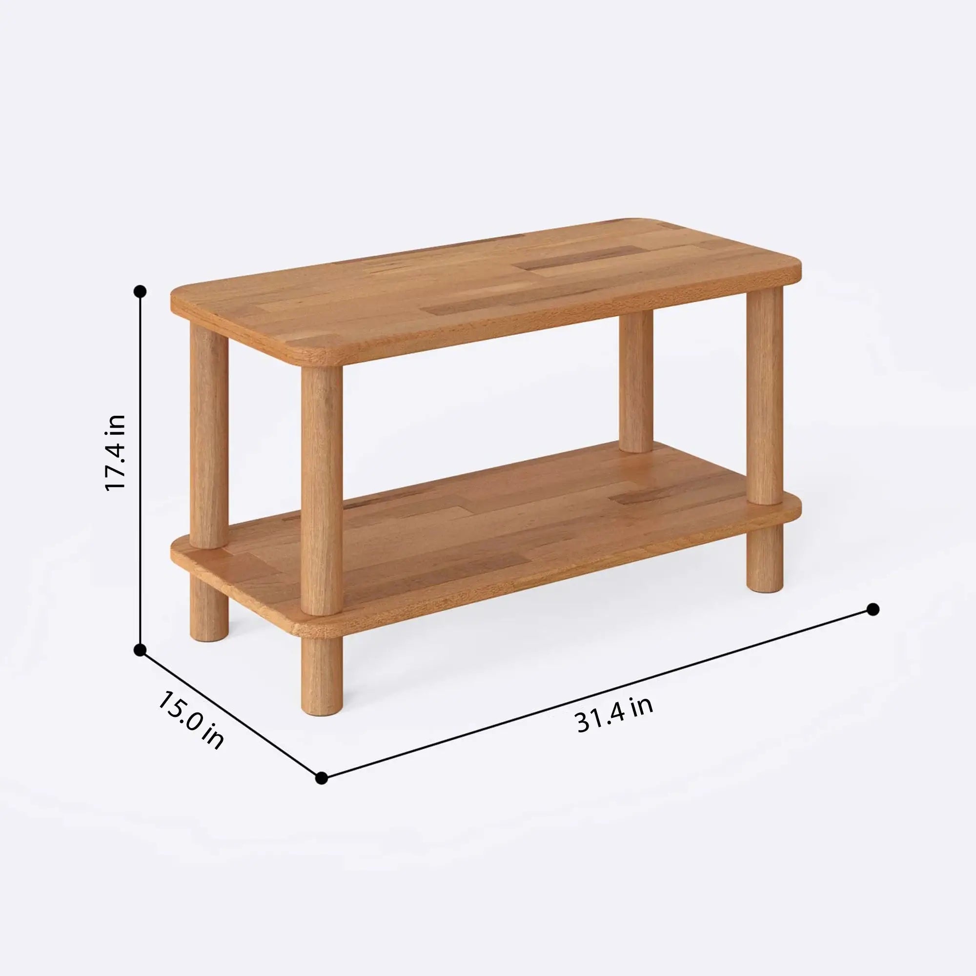 Premium Solid Beech Wood Rectangle Coffee Table with Storage