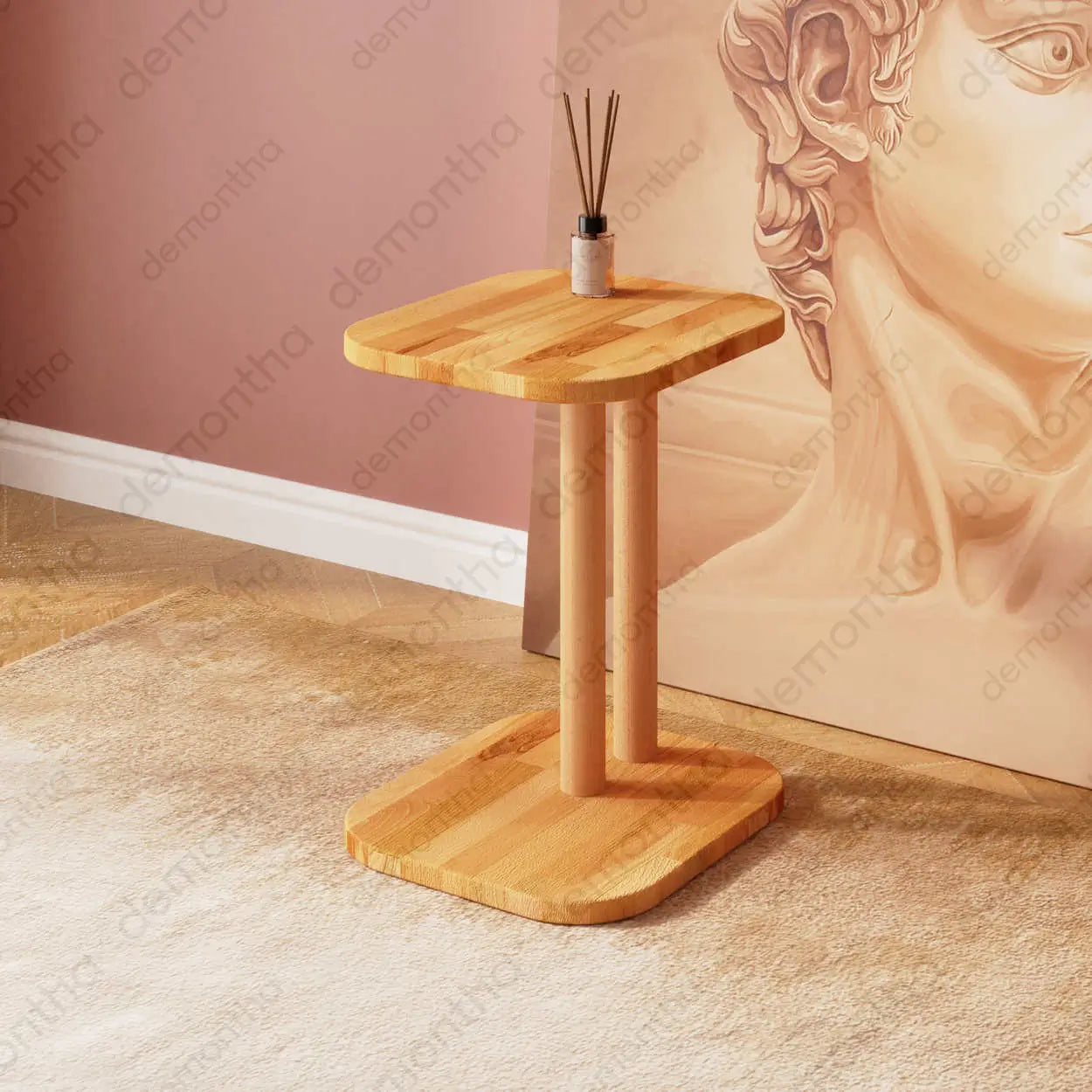 Sicily C-Shaped Rectangular Wooden Side Table